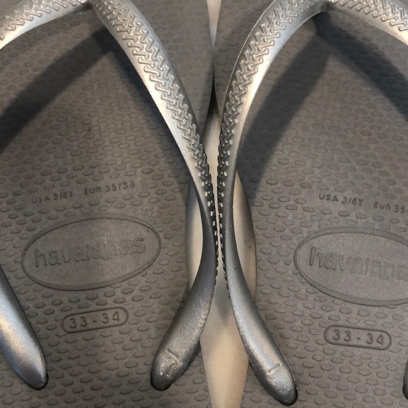 Havaianas | Shoes | Havainas Flip Flops In Silver Kids Size 34 | Poshmark